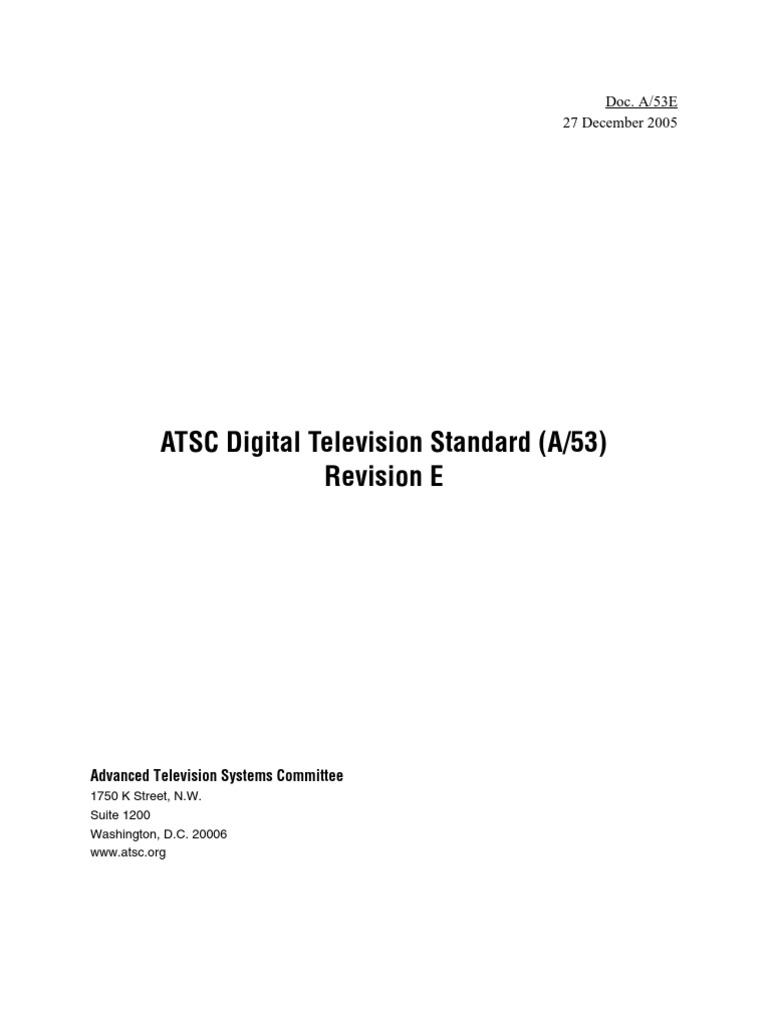 ATSC Digital Television Standard (A/53) Revision E | PDF | Network Packet | Data Compression
