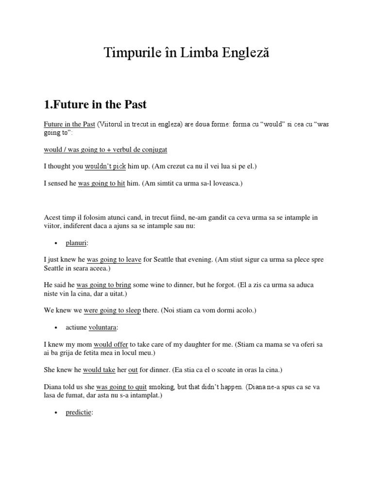 Timpurile În Limba Engleză | PDF | Grammar | Cognitive Science