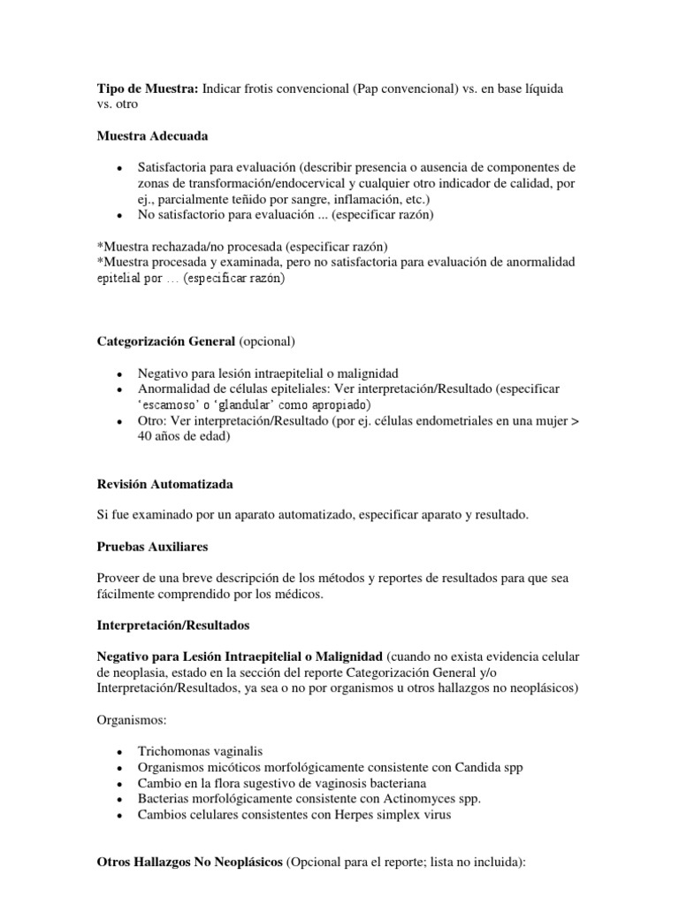 Clasificacion Bethesda 2001 | PDF | Medicina | Biología