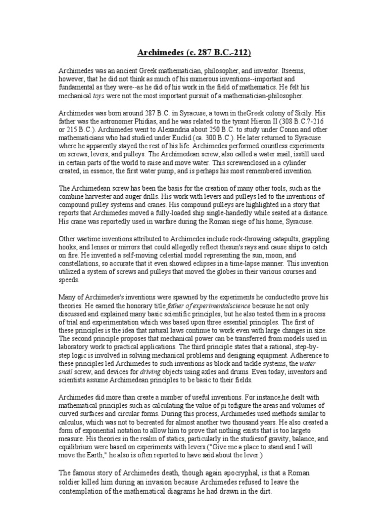 Archimedes | Download Free PDF | Scientific Method | Teaching Mathematics
