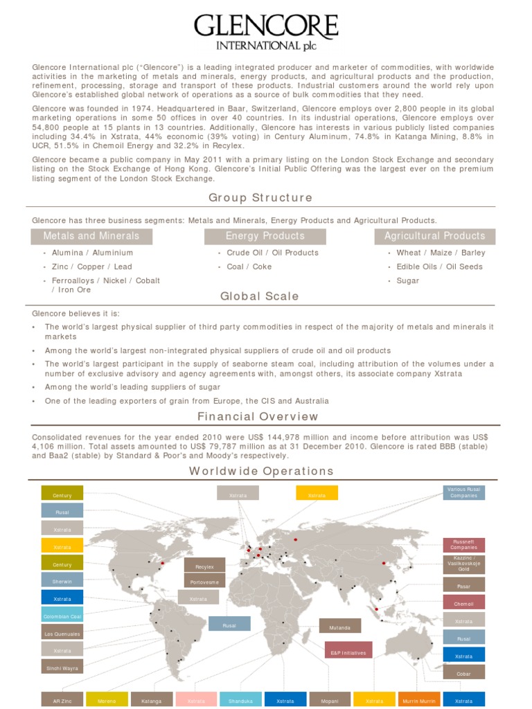 Glencore Fact Sheet | PDF | Glencore | Aluminium