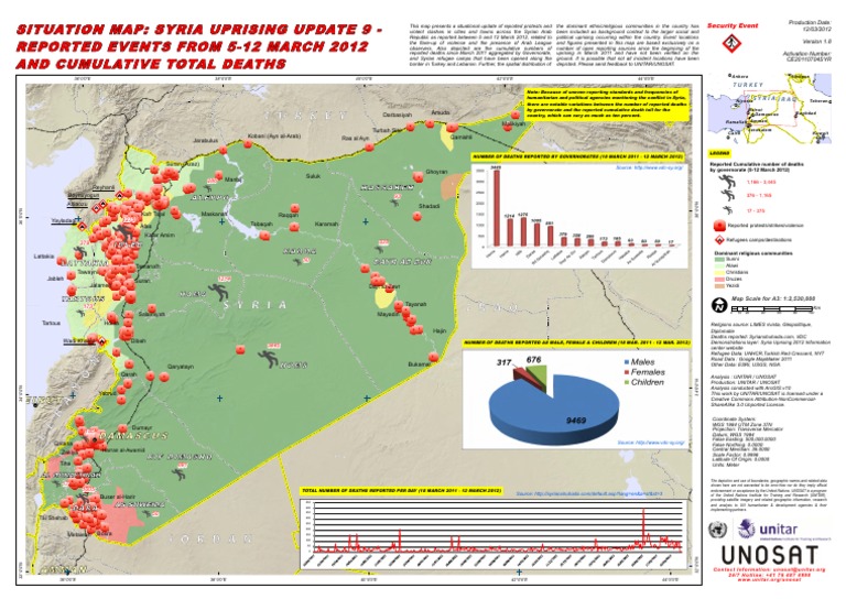 UNOSAT SYR SituationMap 12march2012 Update9 v1 | PDF | Syria | Cartography