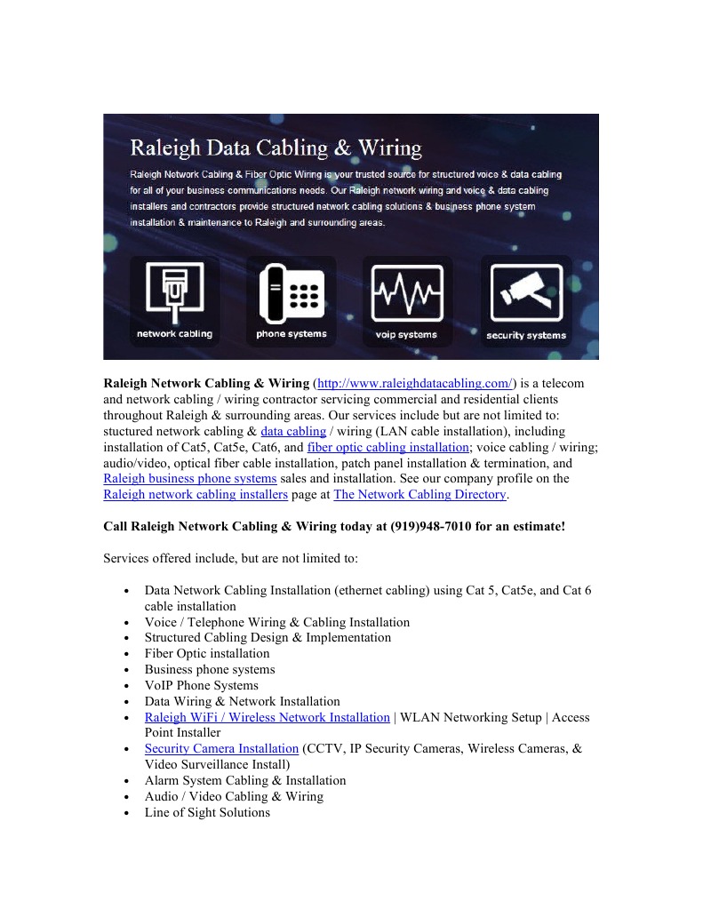 Raleigh Network Cabling and Fiber Optic | PDF | Wireless Lan | Computer ...