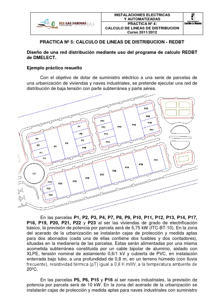 Practica Nº5 Calculo de Lineas de Distribucion Con Dmelect Redbt | PDF | Tubería (transporte de ...