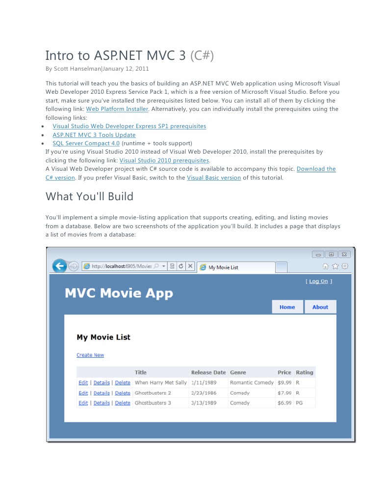 What You'll Build: by Scott Hanselman - January 12, 2011 | PDF ...