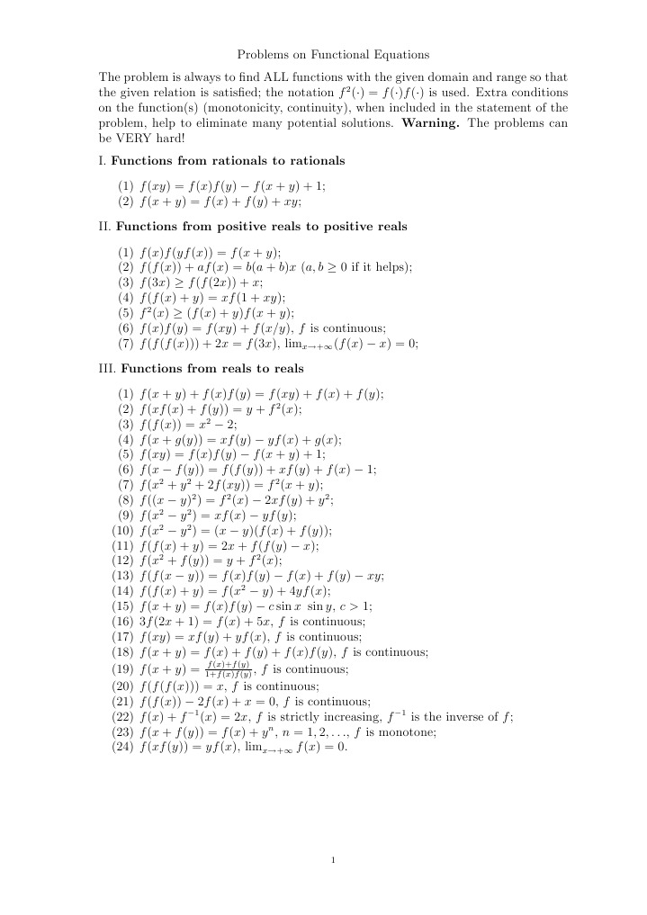 Advanced Functional Equations | PDF