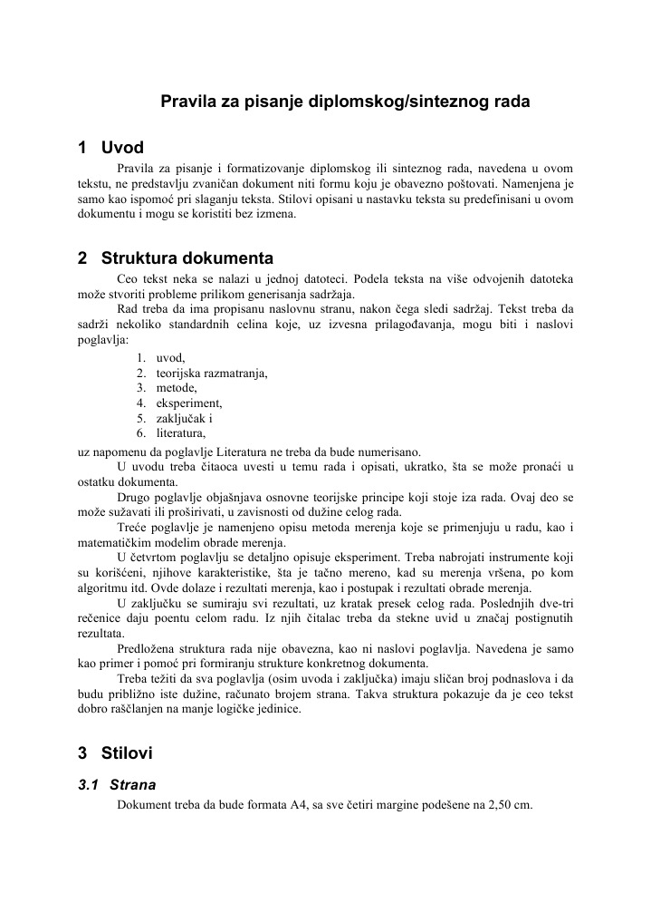 Pravila Za Pisanje Diplomskog Rada | PDF