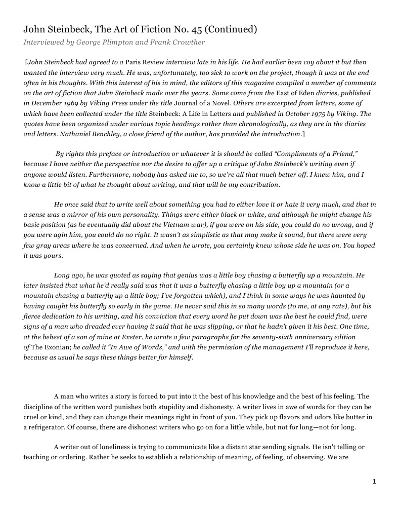 John Steinbeck | PDF | John Steinbeck | Ernest Hemingway