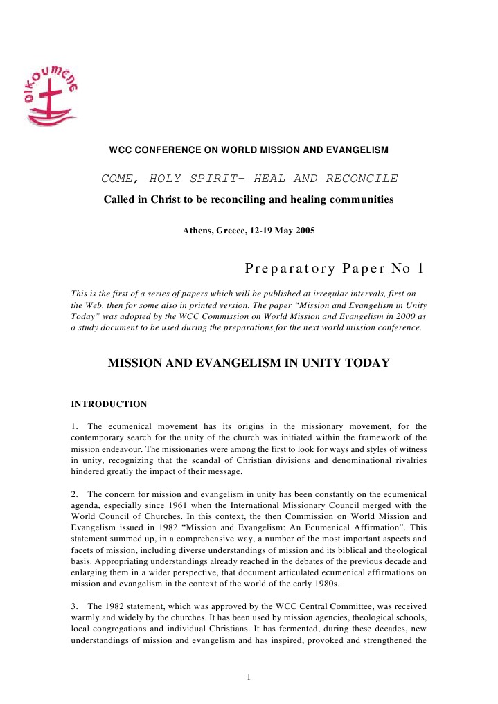 Mission and Evangelism in Unity Today | PDF | Christian Mission ...