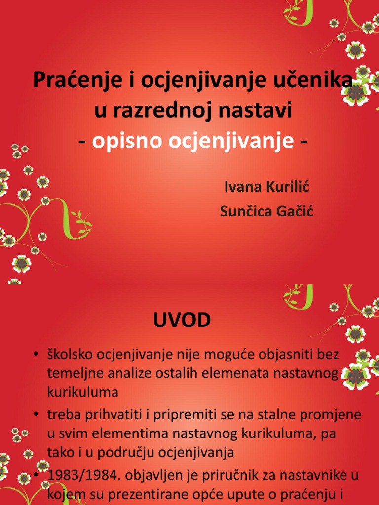 Praćenje I Opisno Ocjenjivanje Učenika U Osnovnoj Školi | PDF