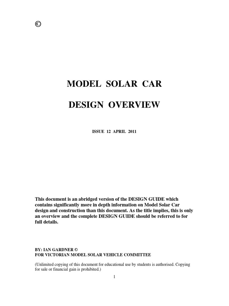 Model Solar Car Design | PDF | Gear | Steering