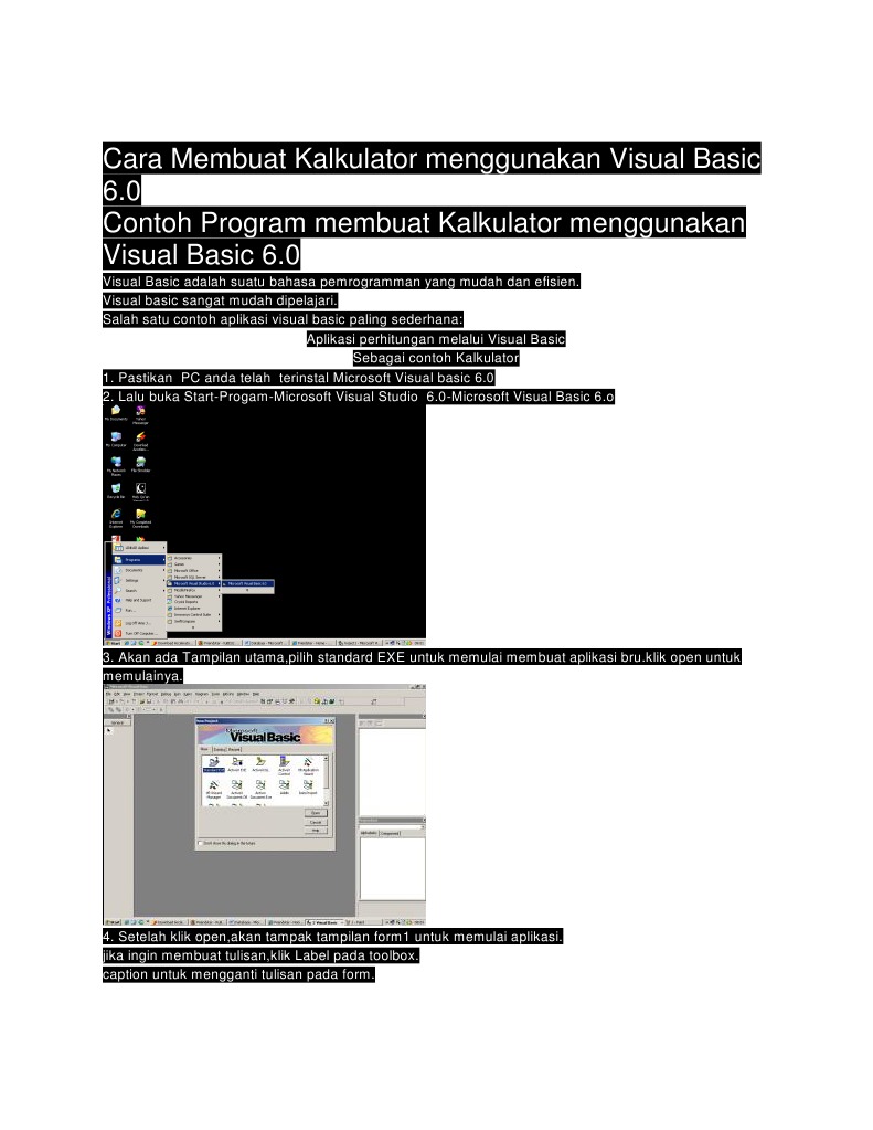 Cara Membuat Kalkulator Menggunakan Visual Basic 6 | PDF