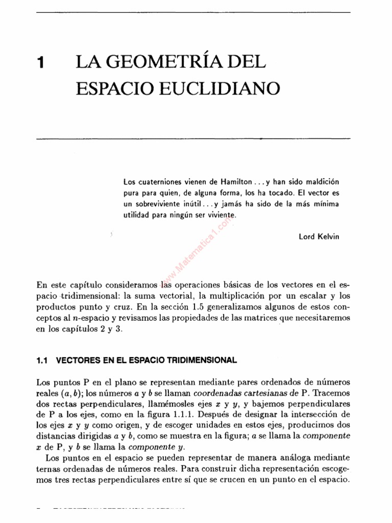 0e1cap 1 La Geometria Del Espacio Euclidiano | PDF