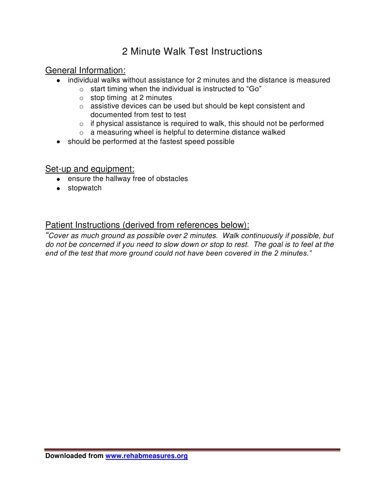 2-Minute Walk Test Guide | PDF