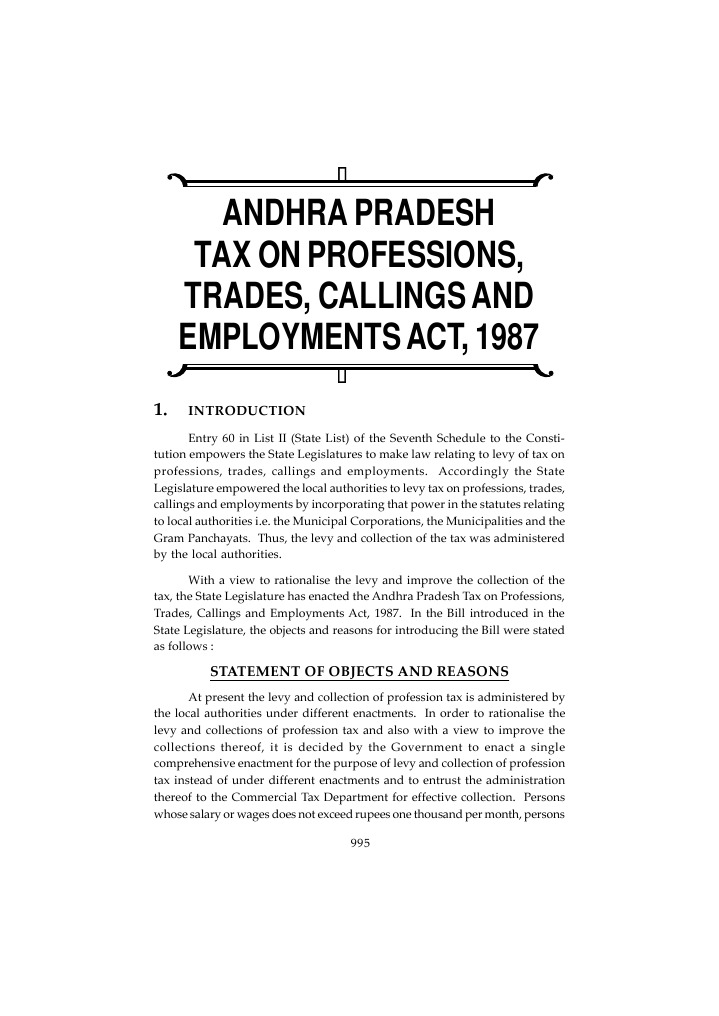 15 Ap Tax On Profession Act 1987 995 1100.149205056 | PDF