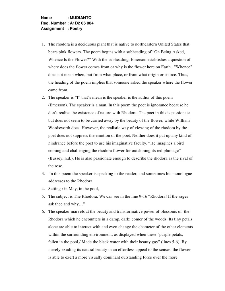 Analysis of Rhodora | PDF | Poetry