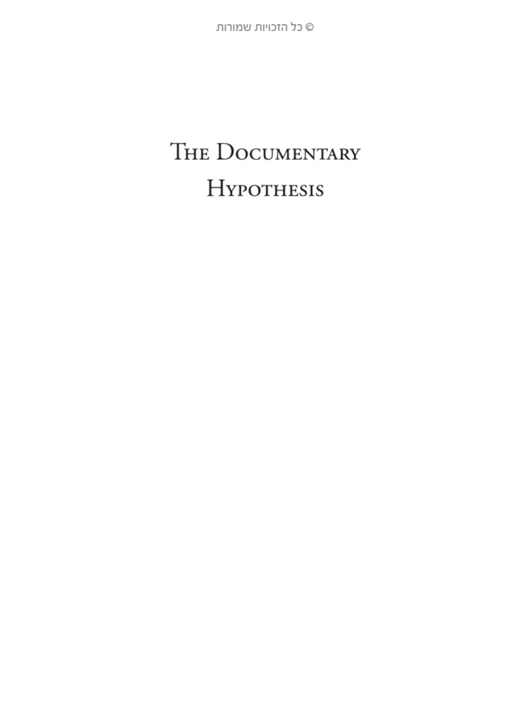 The Documentary Hypothesis - Umberto (EXCERPTS) Cassuto | PDF | Torah ...