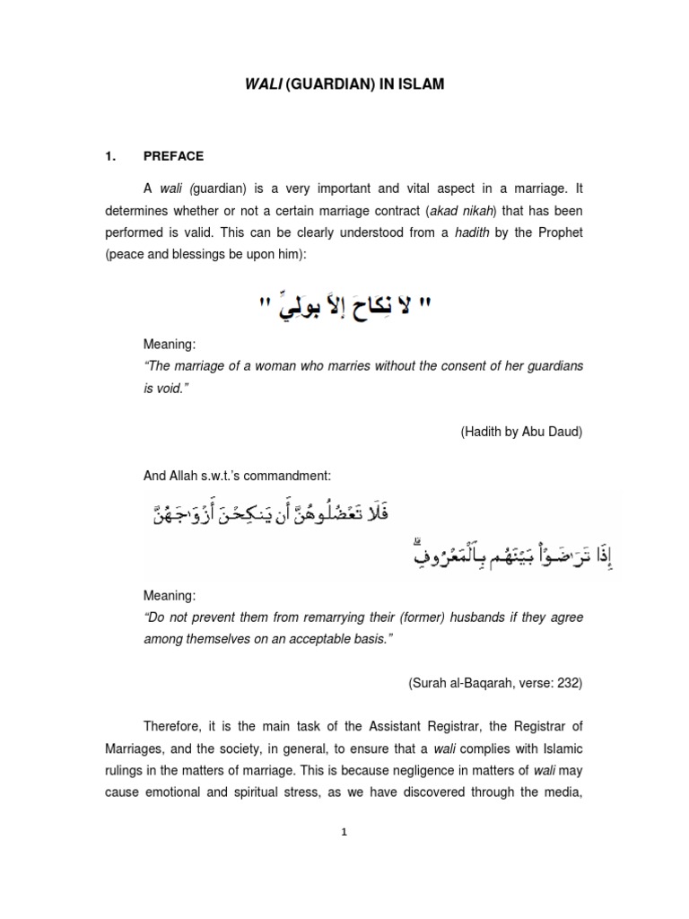 Wali in Islam | PDF | Marriage | Social Institutions