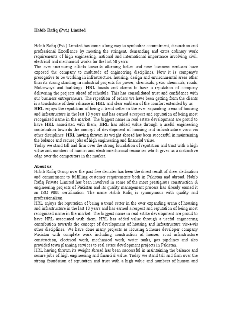 Habib Rafiq Construction Co | PDF | Occupational Safety And Health | Safety