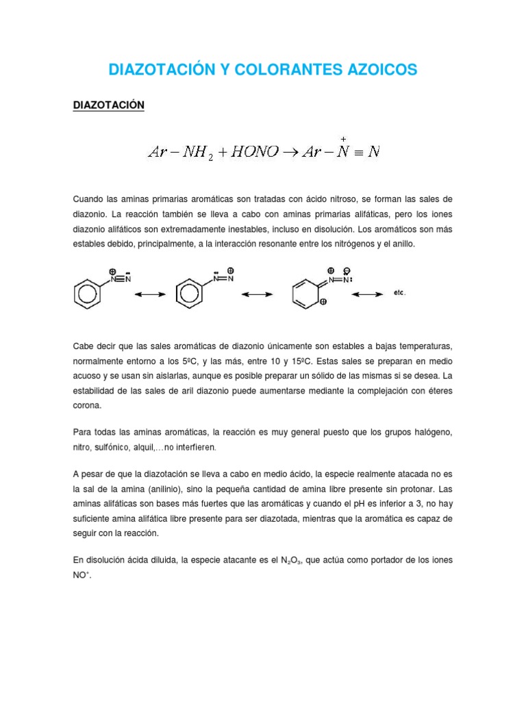 Diazotación y Colorantes Azoicos | PDF | Aspirina | Compuestos químicos