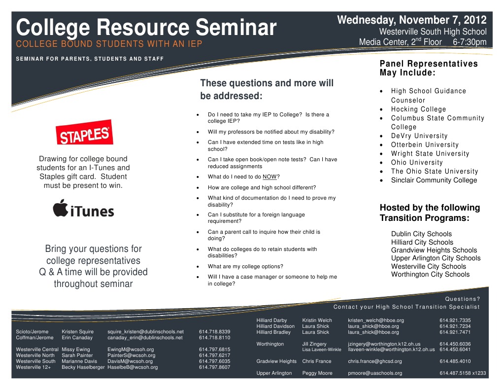 College Resource Seminar: Wednesday, November 7, 2012 | PDF | High ...