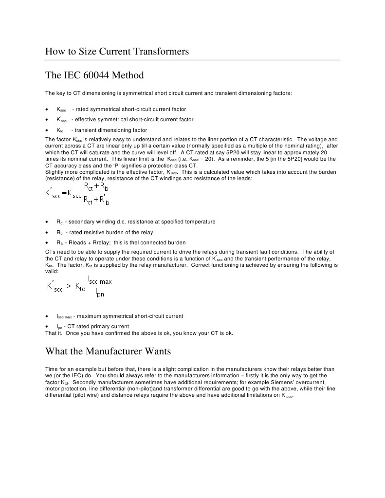 How To Size Current Transformers | PDF | Force | Electronics