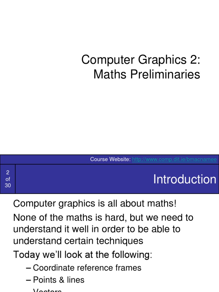 Computer Graphics 2: Maths Preliminaries: Course Website | PDF | Matrix ...