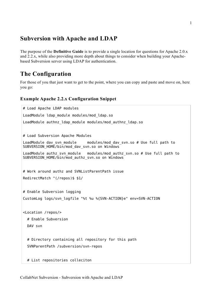 Subversion Apache LDAP Configuration Guide | PDF | Active Directory ...