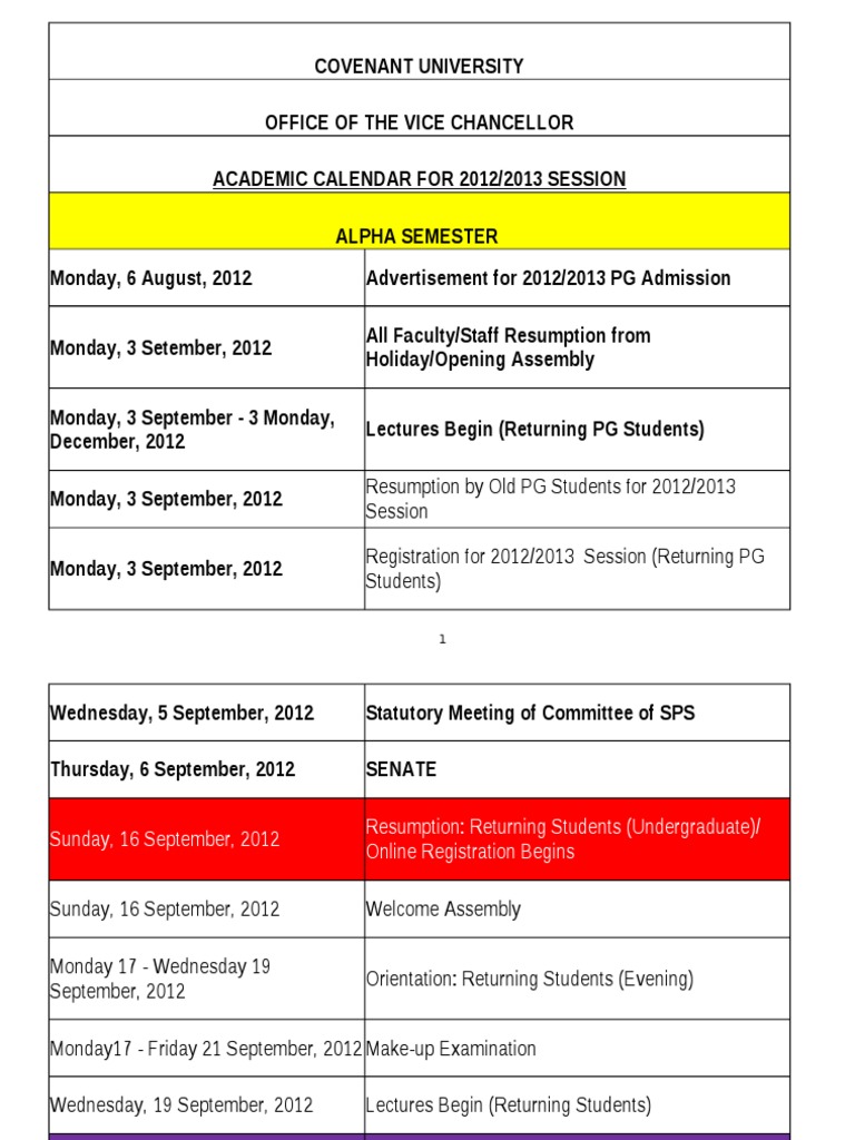 2012-2013 Academic Calendar | PDF | Academic Term | Academia