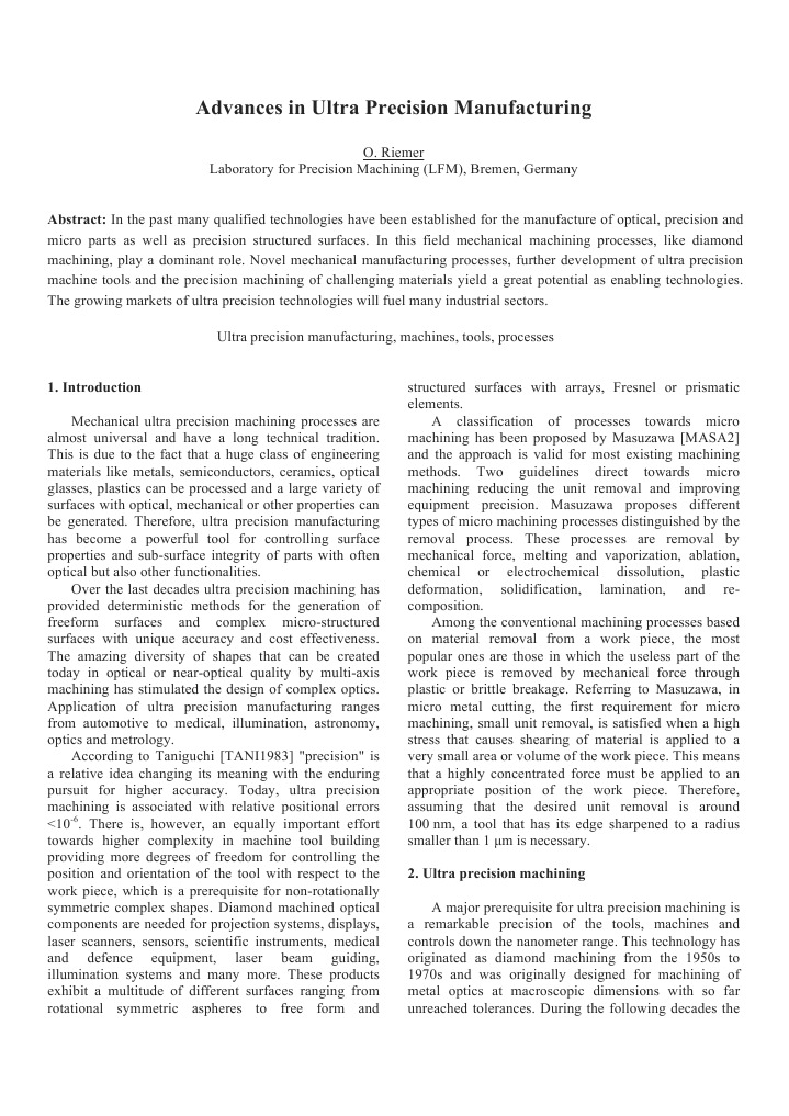 Advances In Ultra Precision Manufacturing Pdf Machining Grinding