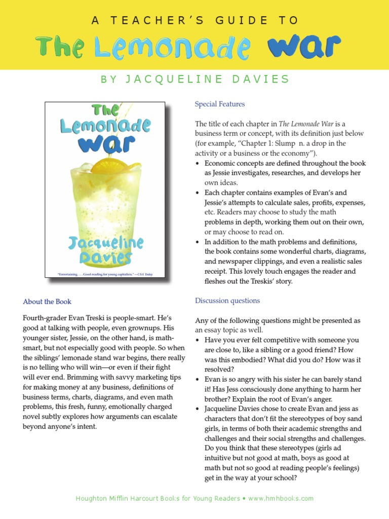 Teacher's Guide to The Lemonade War | PDF | Curriculum