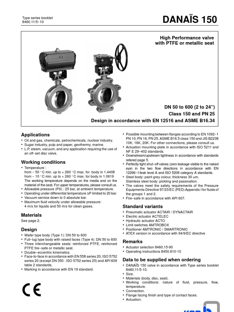 Valvula Mariposa Danais 150 | PDF | Valve | Actuator