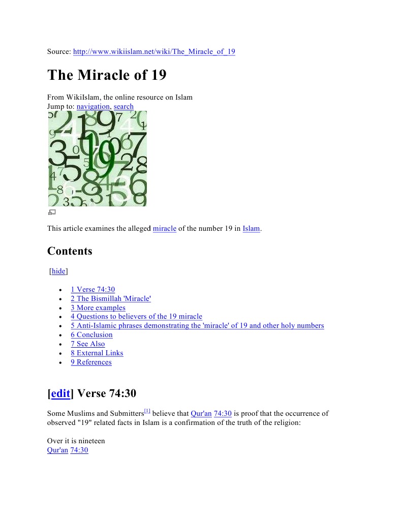 Quran - Number 19 - Nineteen - Miracle Exposed | PDF | Quran | Islam