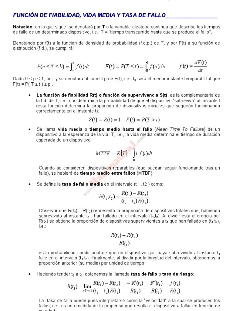 Fiabilidad (I) - Conceptos Básicos | PDF | Valor P | Ingeniería de ...