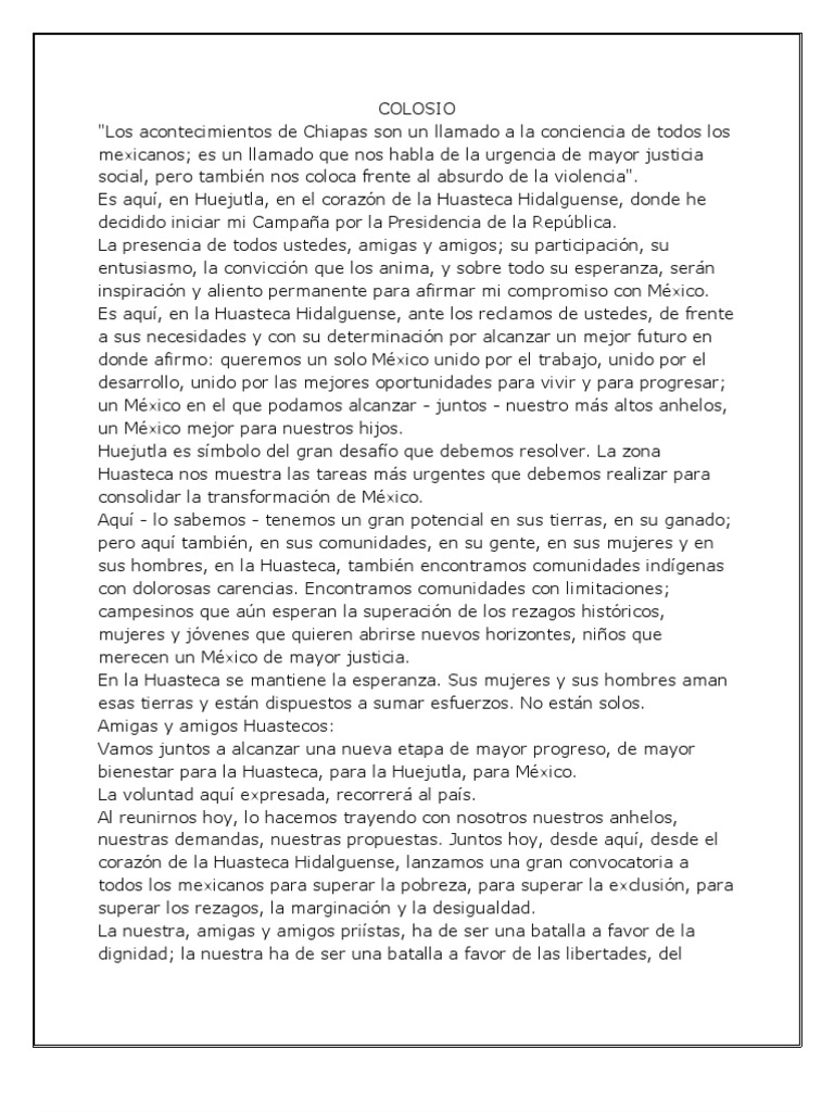 Discurso de Luis Donaldo Colosio Murrieta | PDF | México | Crecimiento ...
