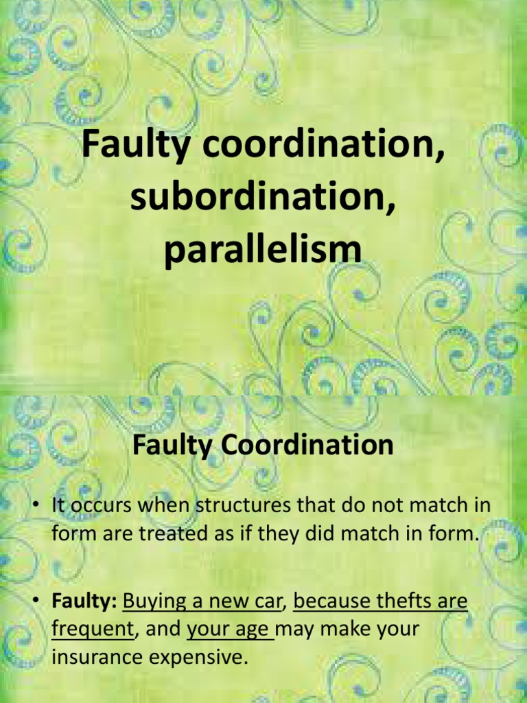 Lesson3C - Faulty Coordination, Subordination, Parallelism | PDF | Self ...