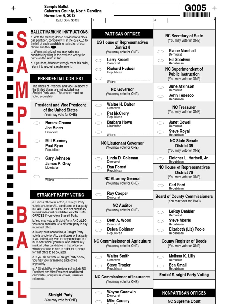 Sample Ballot 005 | PDF | Vice President Of The United States ...