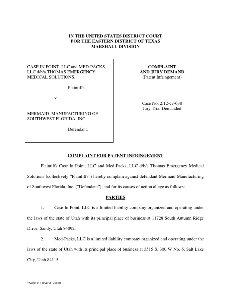 Case in Point Et. Al. v. Mermaid Manufacturing of Southwest Florida ...