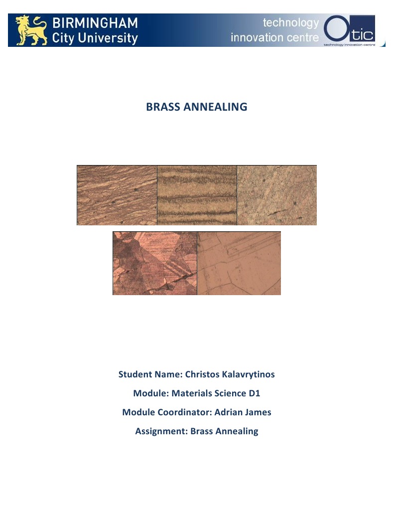Brass Annealing | PDF | Deformation (Engineering) | Hardness
