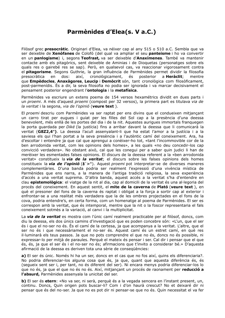 Parmènides - Filosofia | PDF