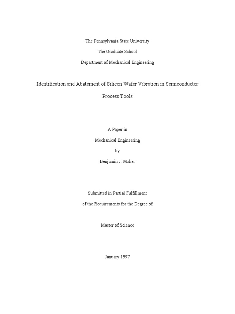 Identification and Abatement of Silicon Wafer Vibration in ...