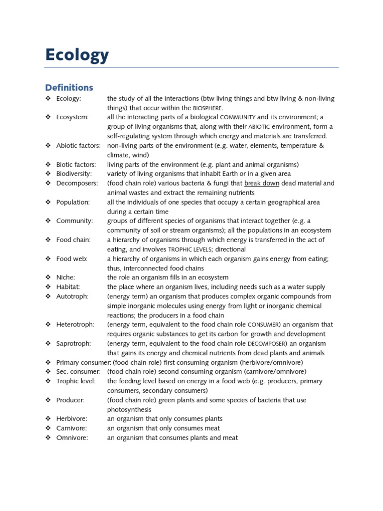 Ecology Review (SNC2DG) | PDF | Ecology | Food Web