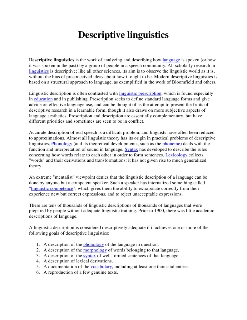 Descriptive Linguistics | PDF | Interpersonal Communication | Linguistics