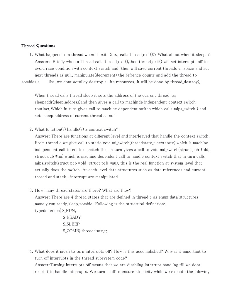 Ass2 Answers | PDF | Scheduling (Computing) | Thread (Computing)