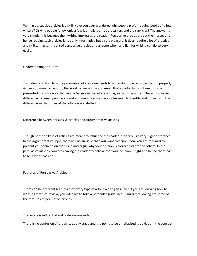 Writing Persuasive Articles Is A Skill | PDF | Persuasion | Expert