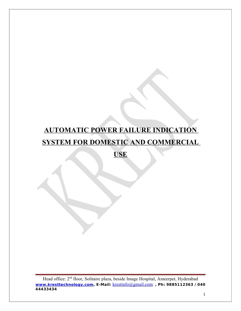 Automatic Power Failure Indication System | PDF | Power Supply | Analog ...
