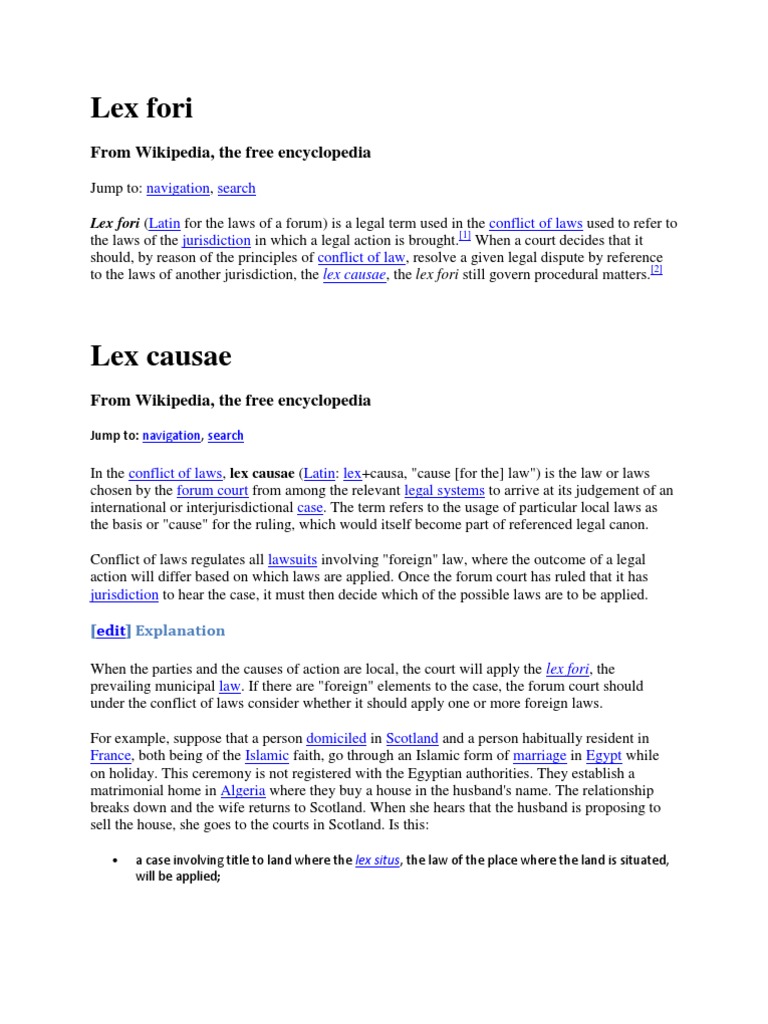 Lex Fori (Extended) | PDF | Choice Of Law | Roman Law