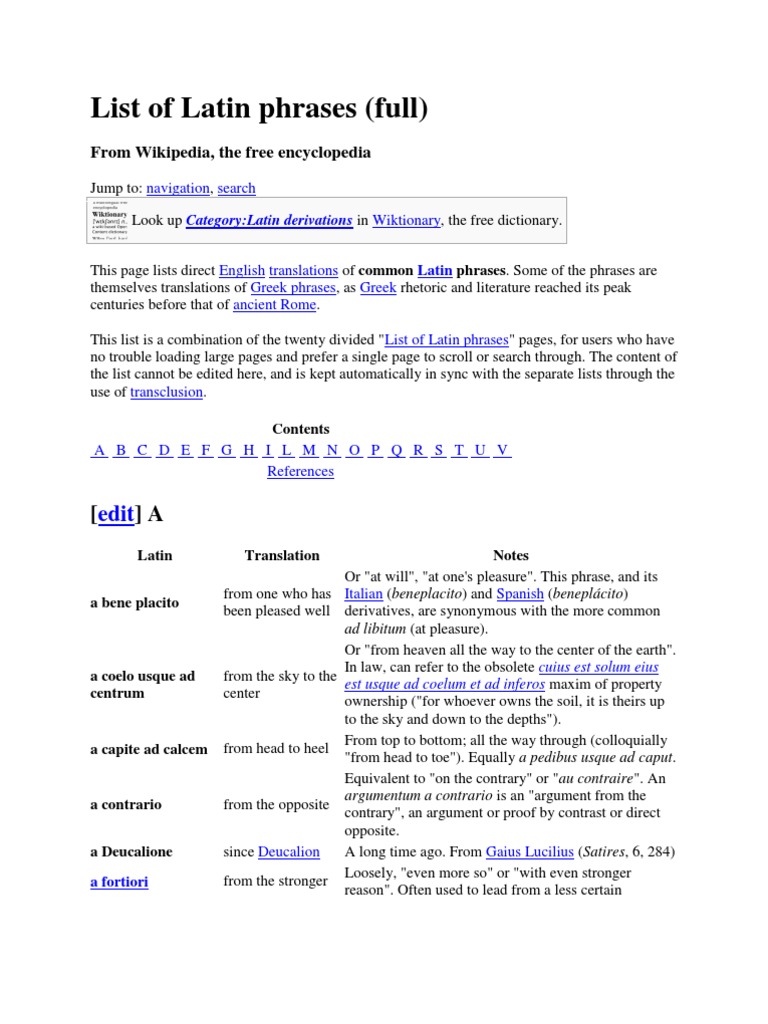 List of Latin Phrases | Religion And Belief | Philosophical Science