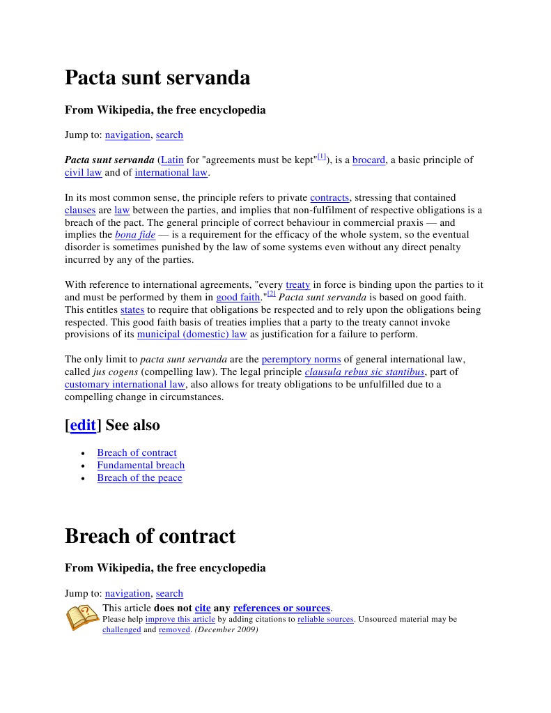 Pacta Sunt Servanda | PDF | Breach Of Contract | Legal Ethics