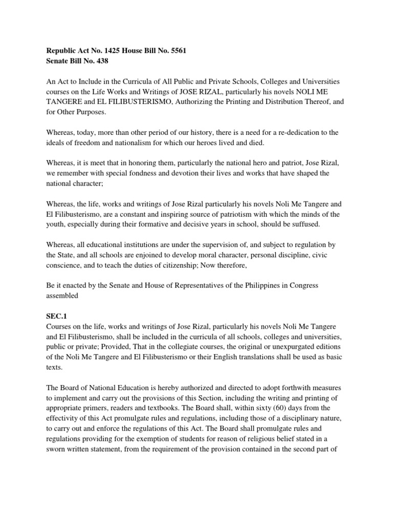 RA 1425 (SB 438 and HB 5561) | PDF